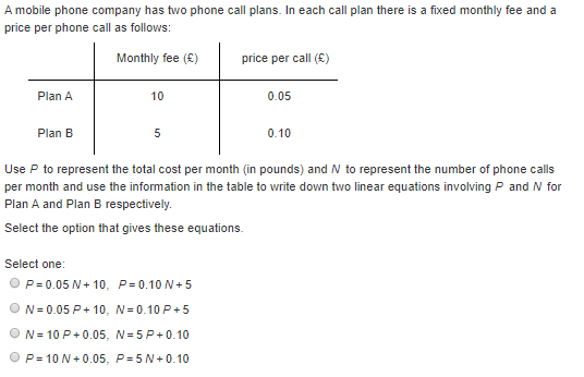 Solved A mobile phone company has two phone call plans. In | Chegg.com