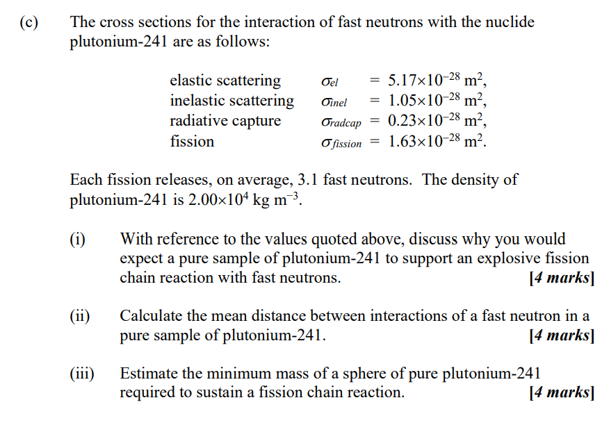 Solved The cross sections for the interaction of fast | Chegg.com