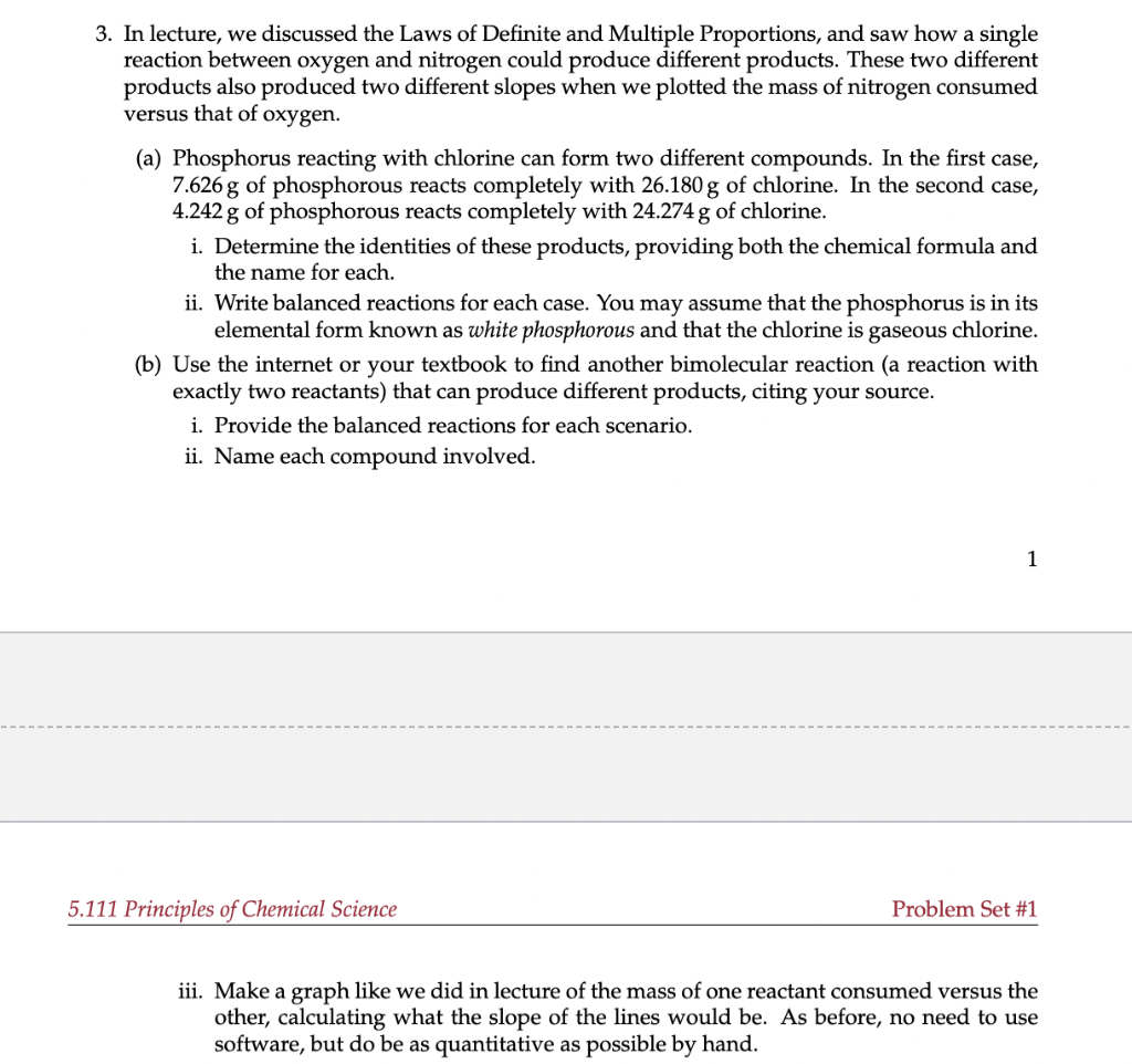 Solved 3. In lecture, we discussed the Laws of Definite and | Chegg.com