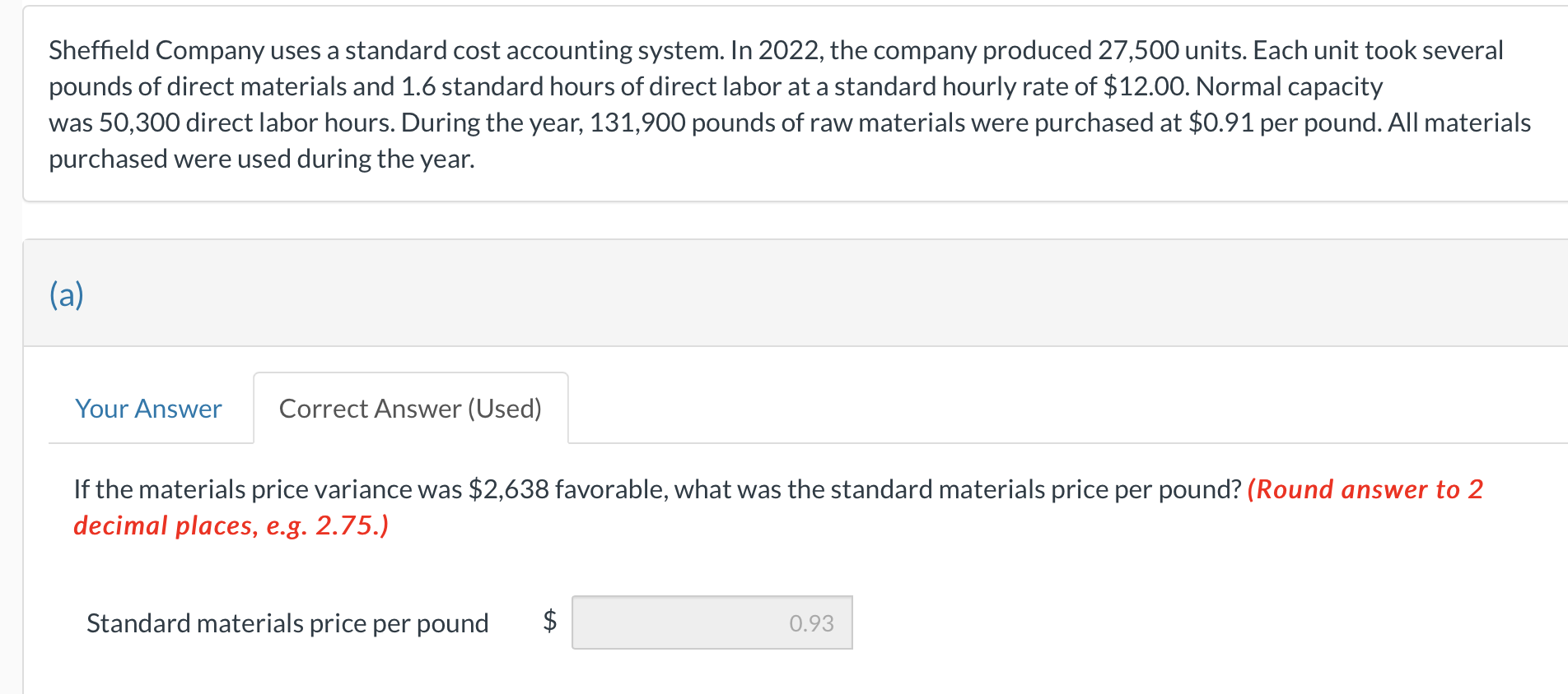 Sheffield Company uses a standard cost accounting | Chegg.com