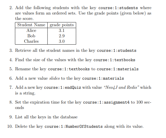 Solved Redis Create a redis server and a redis client. Write | Chegg.com
