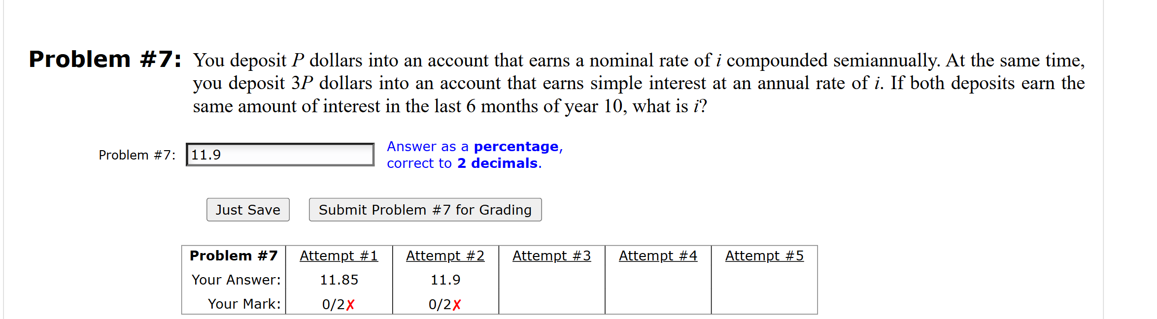 Solved Problem \#7: You deposit \( ﻿P \) ﻿dollars into an | Chegg.com