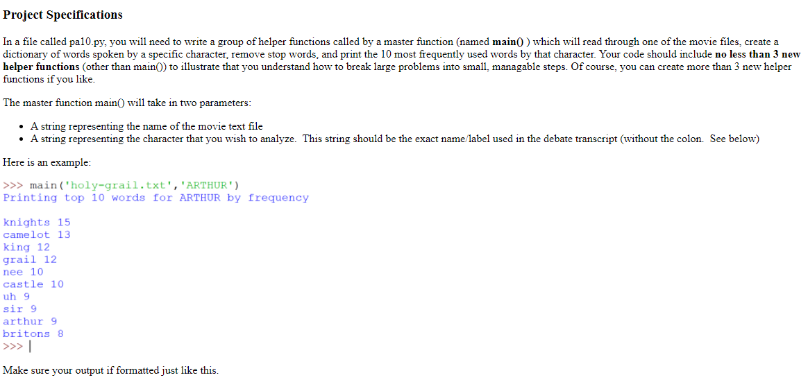 Solved How to take a text file of a movie and get the most | Chegg.com
