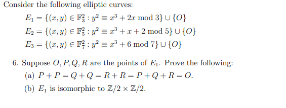 Consider the following elliptic curves: | Chegg.com