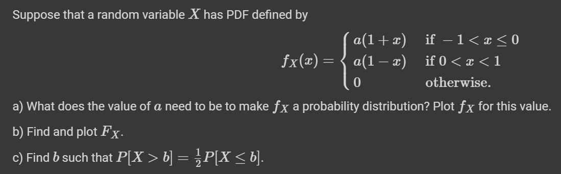 Solved Suppose that a random variable x ﻿has PDF defined | Chegg.com