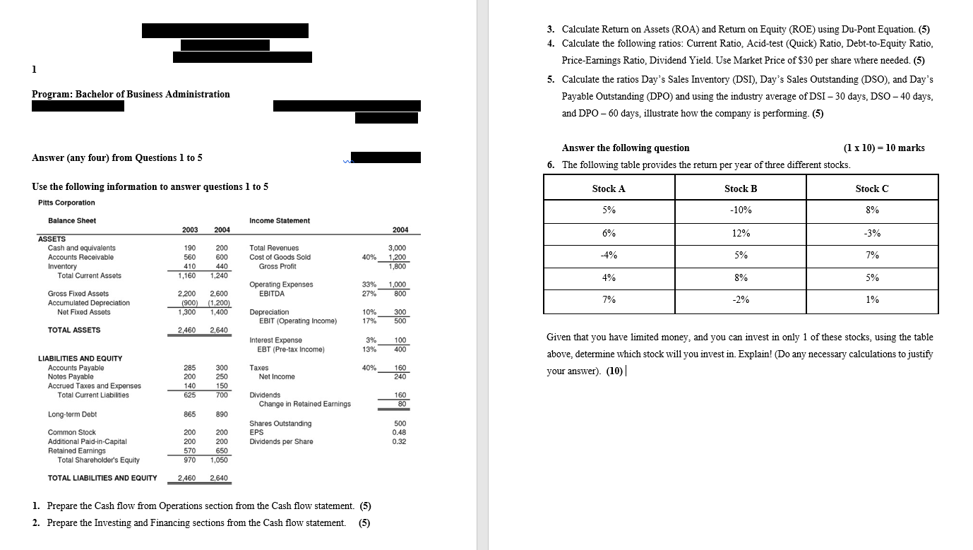 Solved 1 3. Calculate Return on Assets (ROA) and Return on | Chegg.com