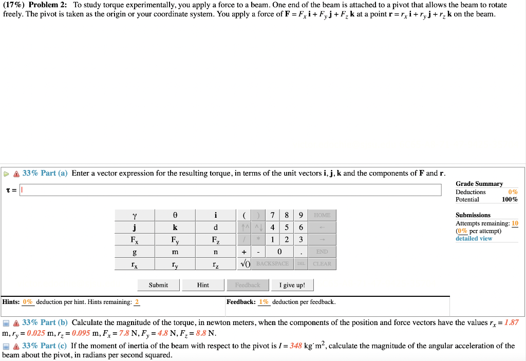 Solved (17\%) Problem 2: To study torque experimentally, you | Chegg.com