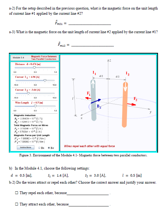 Solved 1.3 Module 4.1: Magnetic Force Between Two Parallel | Chegg.com