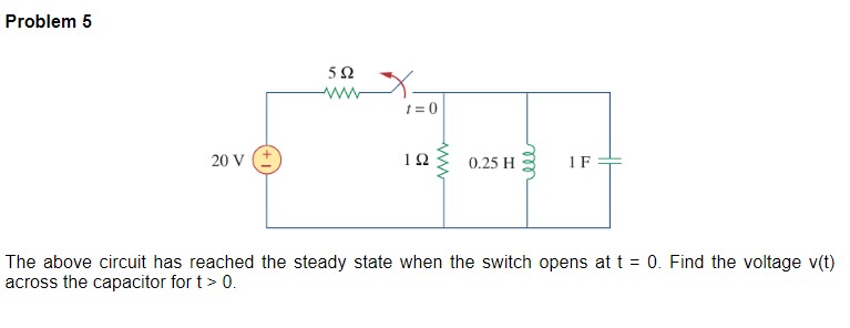 Solved Problem 5 The above circuit has reached the steady | Chegg.com