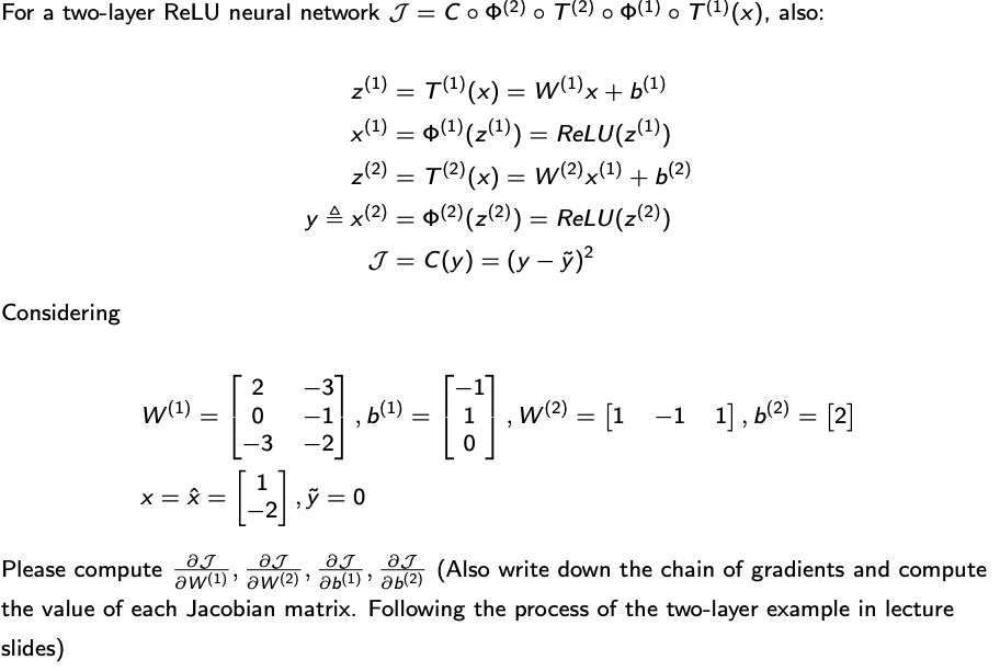 For a two-layer ReLU neural network I = Cop(2) o T(2) | Chegg.com