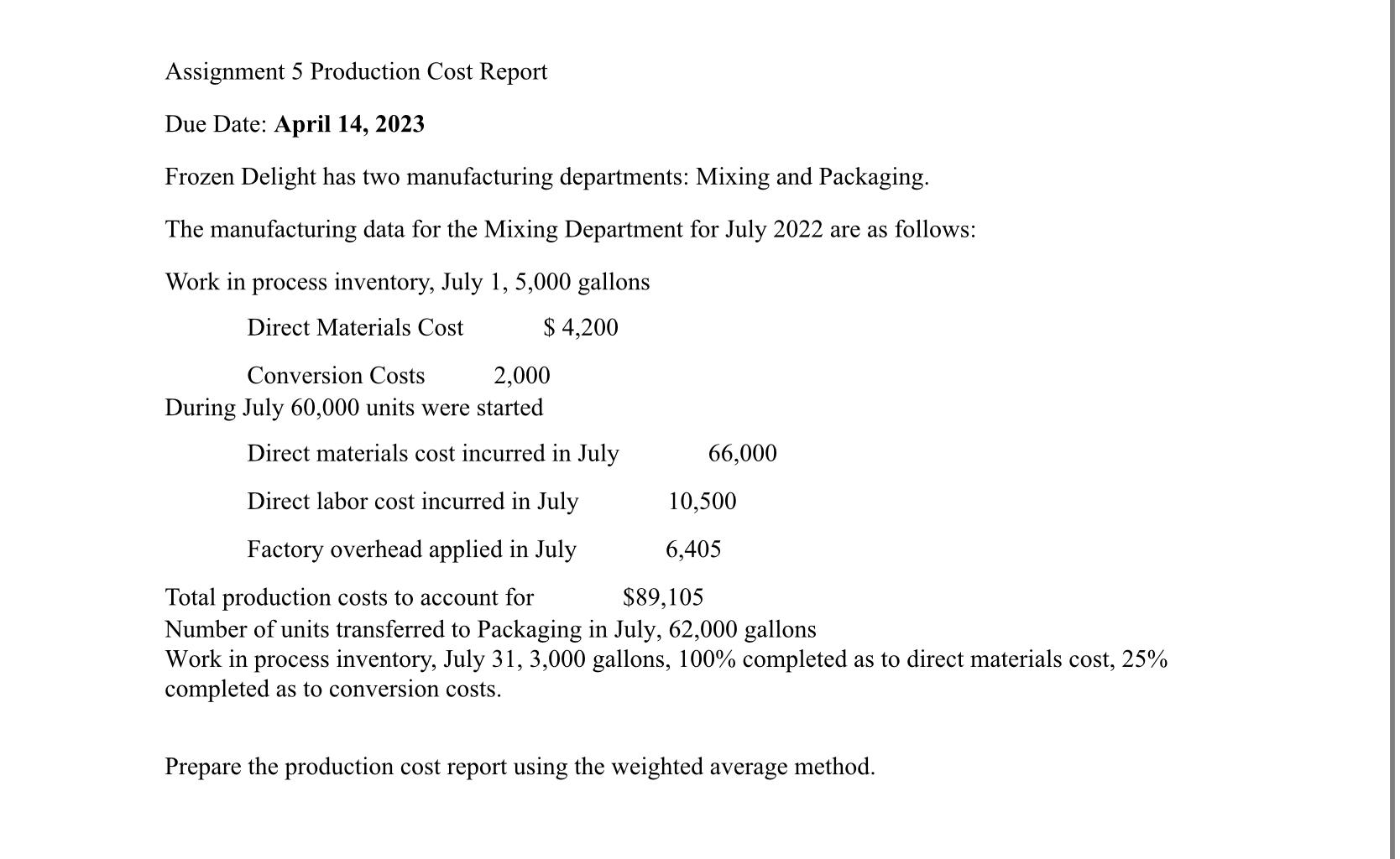 Solved Steps to Preparing a Production Cost Report 1. | Chegg.com
