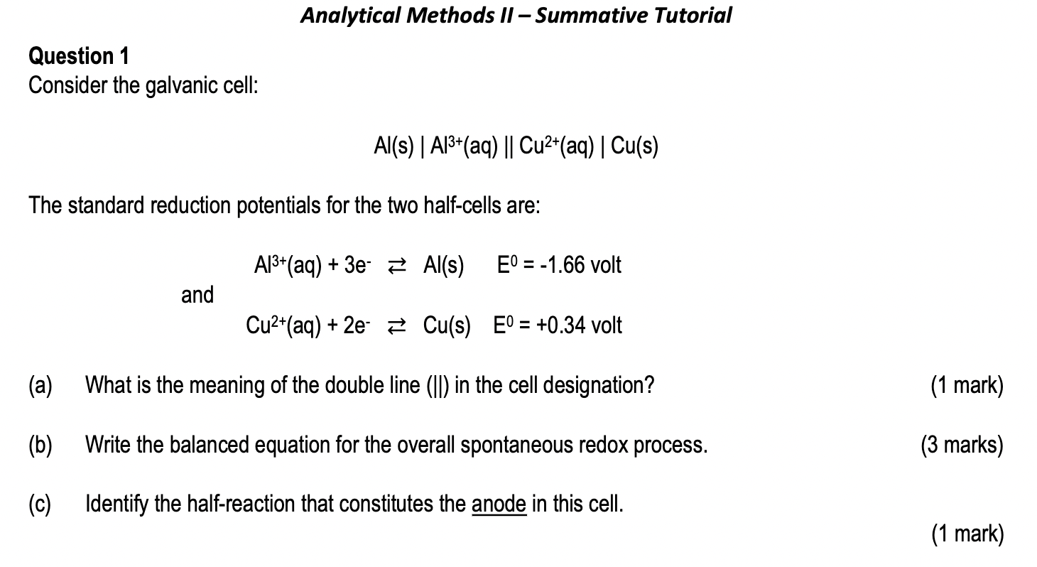 Solved (d) The Nernst Equation for the half-reaction | Chegg.com