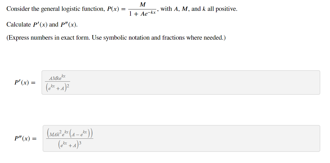 Solved Consider the general logistic function, | Chegg.com