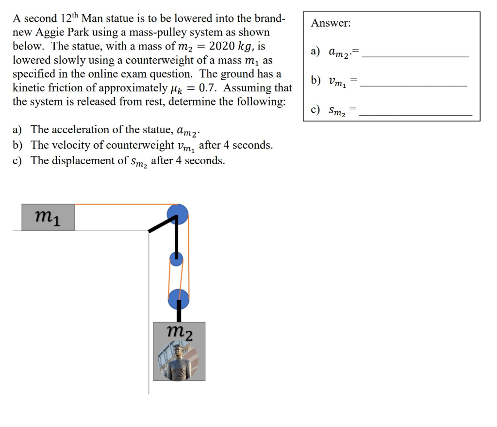 Solved Answer: a) Am2 A second 12th Man statue is to be | Chegg.com