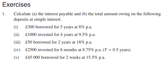 Solved (TEXT) 1. Calculate (a) the interest payable and (b) | Chegg.com