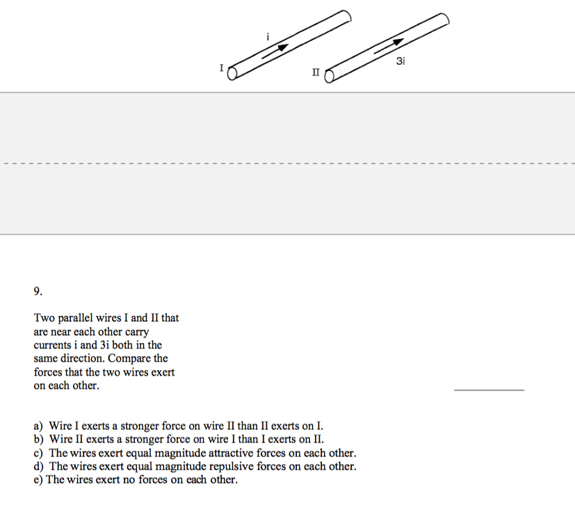 Solved зі II 9. Two parallel wires I and II that are near | Chegg.com