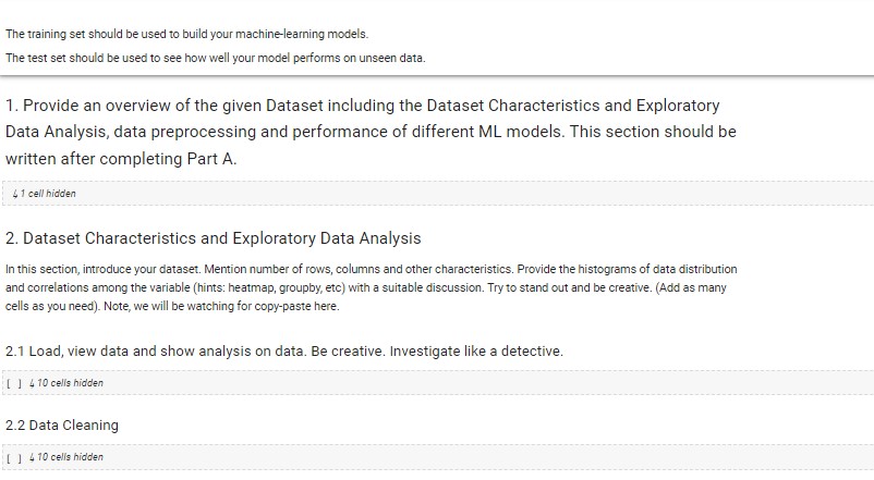 Solved Part A (Analysis of the Given Dataset) Dataset | Chegg.com