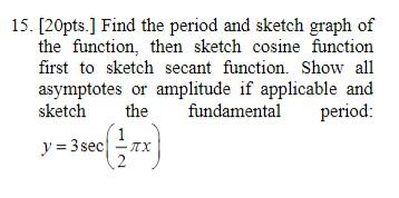 Solved 15. [20pts.] Find the period and sketch graph of the | Chegg.com