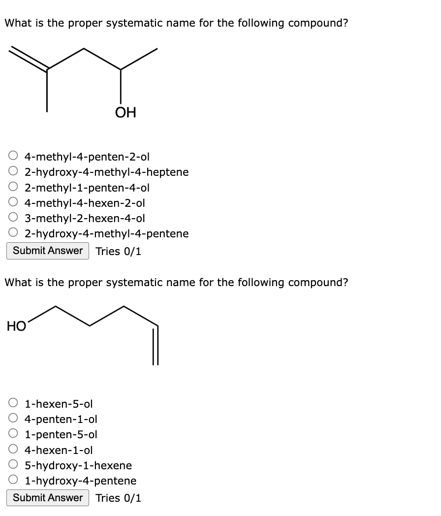 Solved What is the proper systematic name for the following | Chegg.com