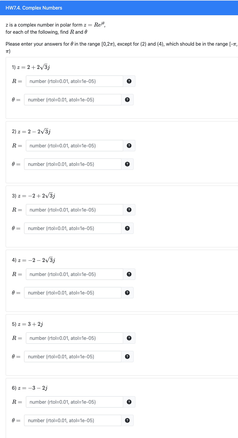 Solved z is a complex number in polar form z=Rejθ, for each | Chegg.com