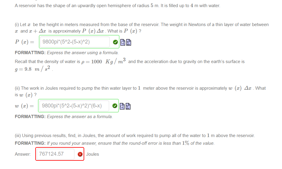 Solved A reservoir has the shape of an upwardly open | Chegg.com