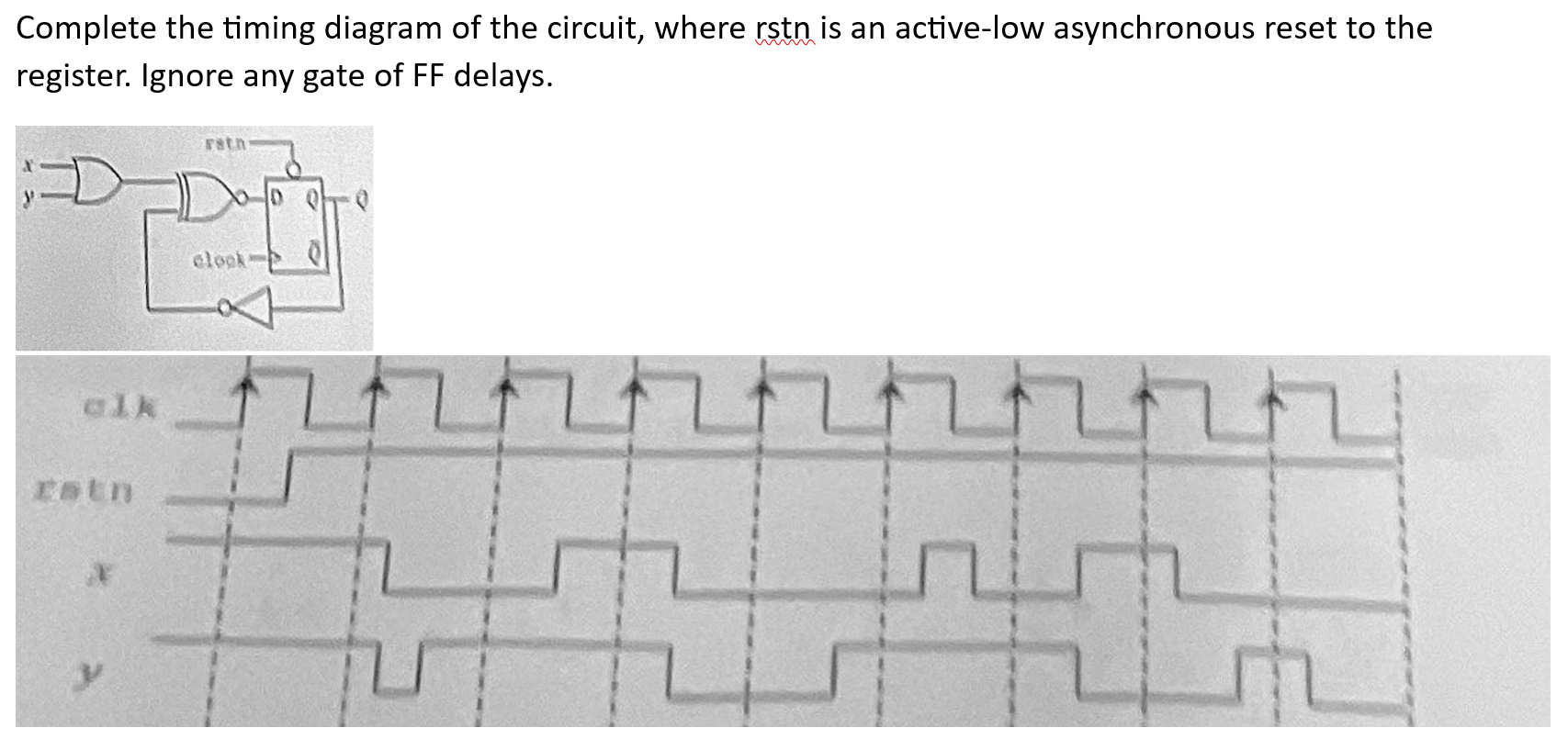 Solved Complete the timing diagram of the circuit, where | Chegg.com