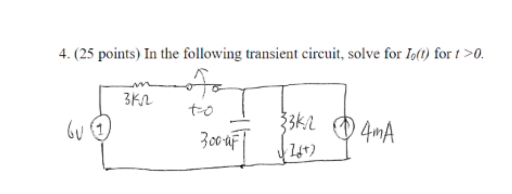 Solved 4.(25 ﻿points) ﻿In the following transient circuit, | Chegg.com