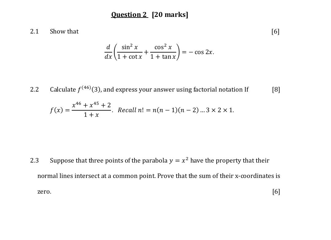 Solved Question 2 20 Marks 21 Show That 6 5683
