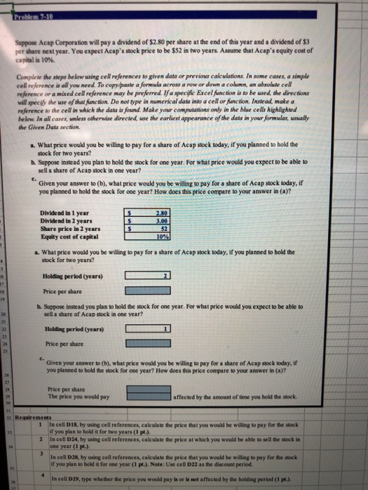 Excel 2013 Project Grader Berk.DeMarzo Harford. | Chegg.com