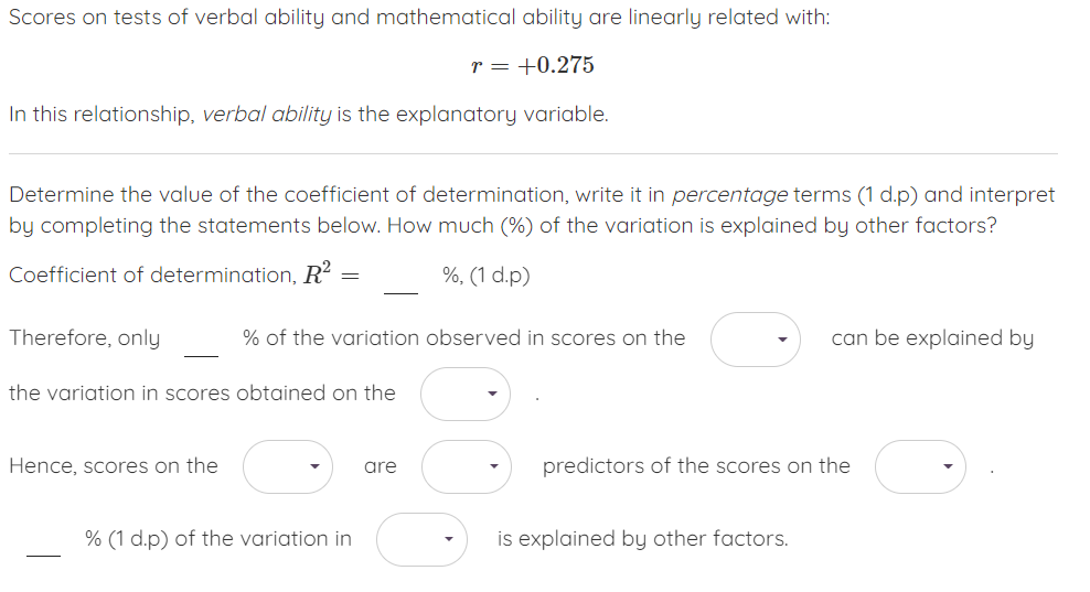 Solved Scores on tests of verbal ability and mathematical | Chegg.com