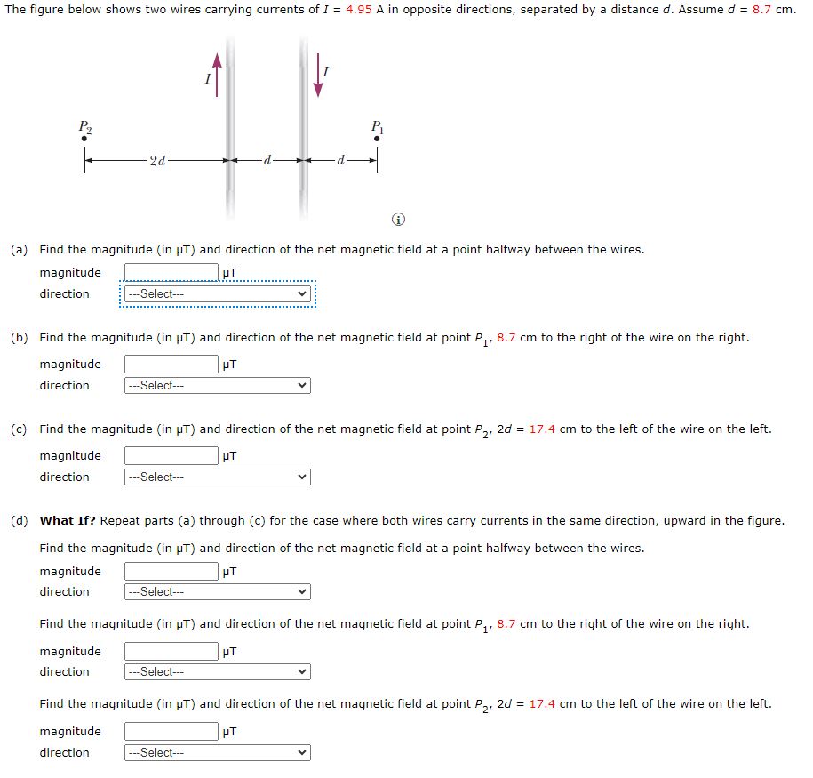 Solved The figure below shows two wires carrying currents of | Chegg.com