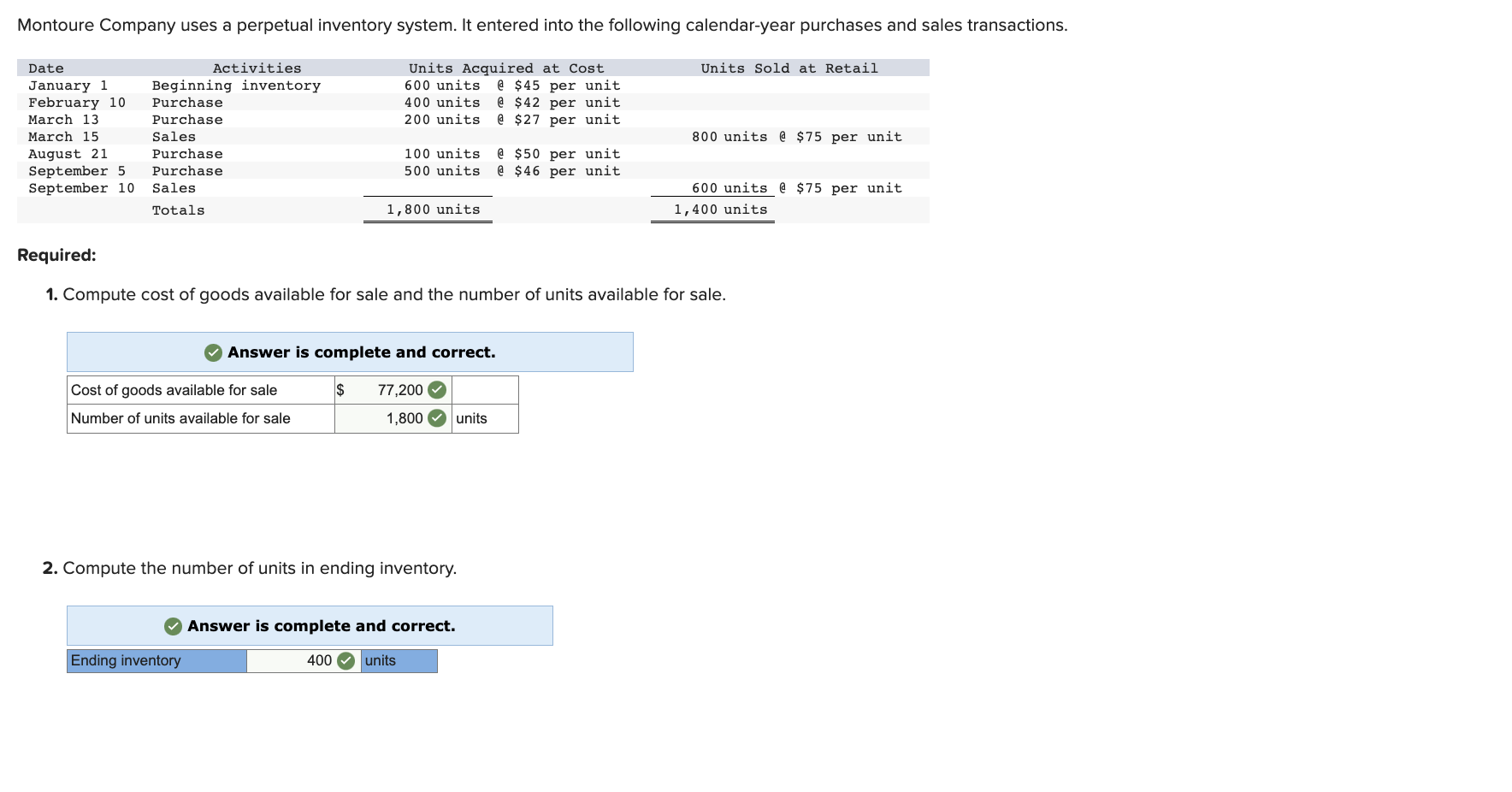 Solved 1. Compute cost of goods available for sale and the | Chegg.com