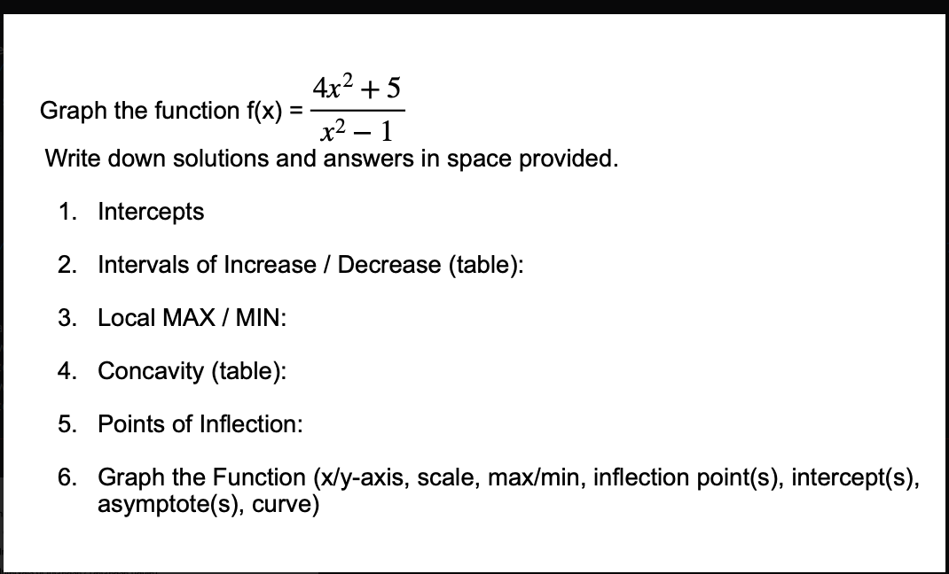 Solved = 4x2 + 5 Graph the function f(x) x2 – 1 Write down | Chegg.com