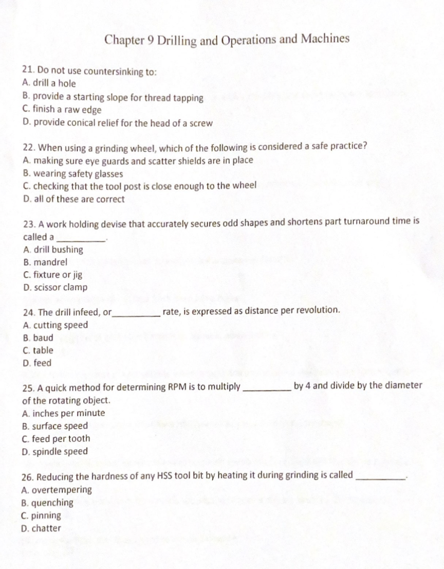 Solved Chapter 9 Drilling and Operations and Machines 21. Do | Chegg.com