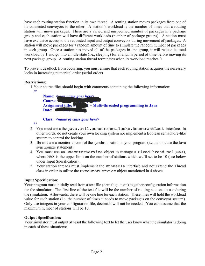 Multi-threaded Programming in Java" Title: Points: | Chegg.com