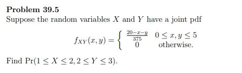 Solved Problem 39.5 Suppose the random variables X and Y | Chegg.com