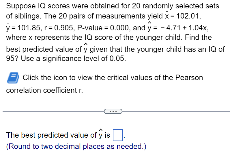 Solved Critical Values of the Pearson Correlation | Chegg.com
