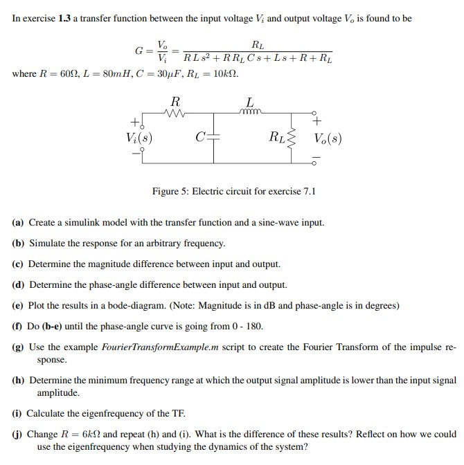 Solved In exercise 1.3 a transfer function between the input | Chegg.com