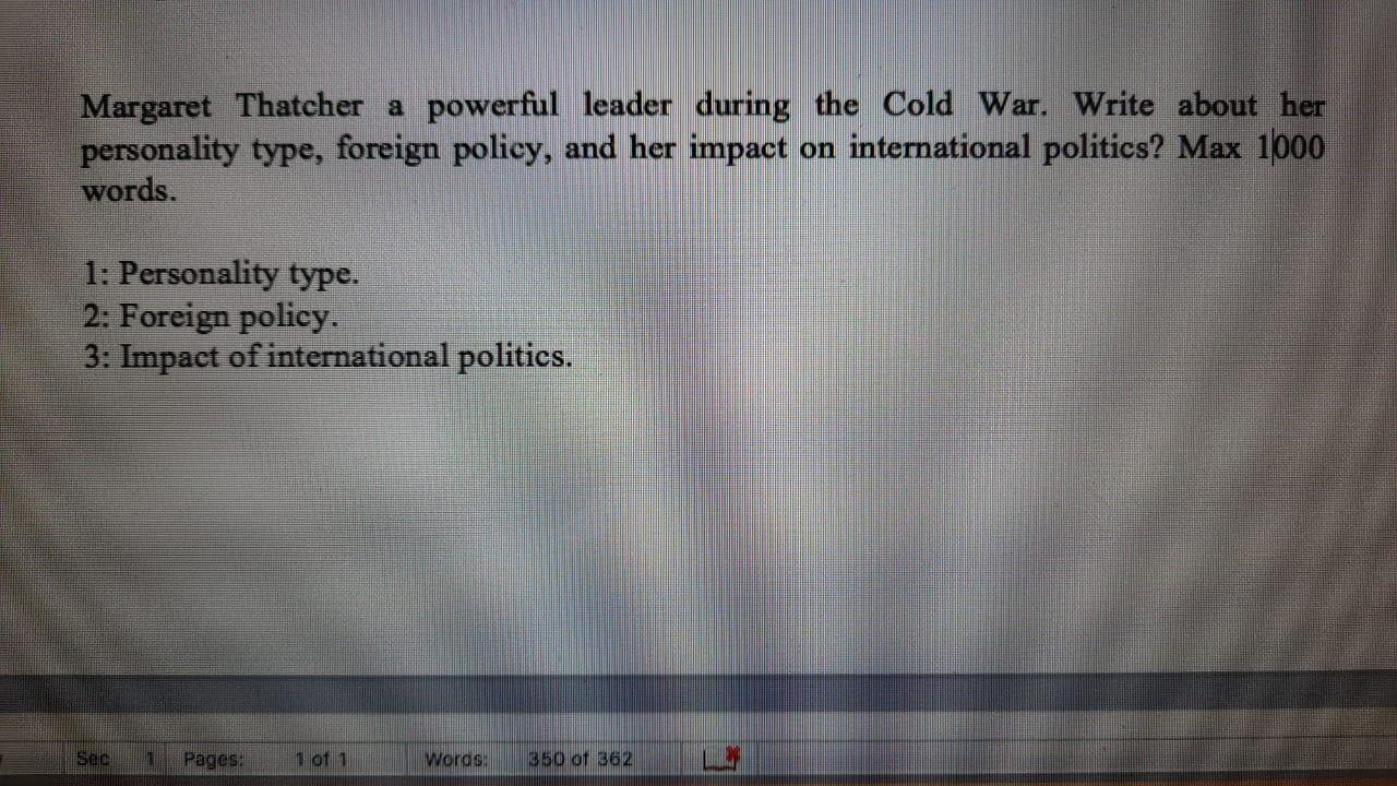 Margaret Thatcher a powerful leader during the Cold | Chegg.com