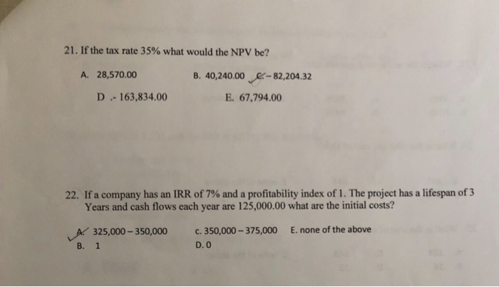 Solved For questions 17-19 use the following information. | Chegg.com