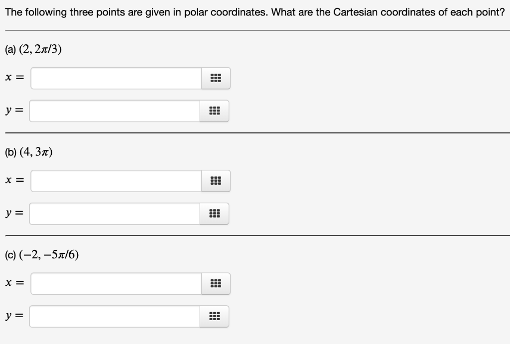 Solved The following three points are given in polar | Chegg.com