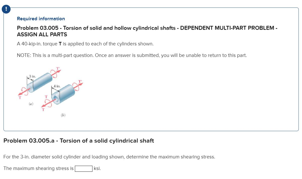 Solved Required information Problem 03.005 - Torsion of | Chegg.com