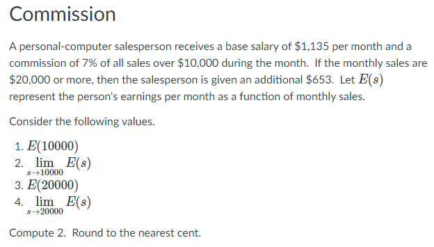 Solved Commission A personal-computer salesperson receives a | Chegg.com
