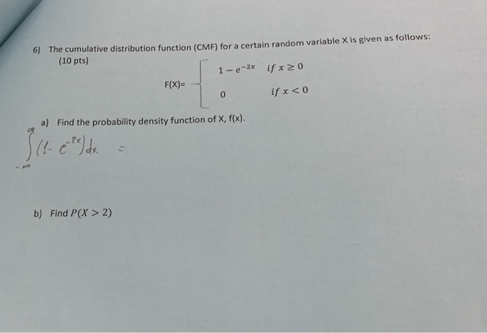 Solved e cumulative distribution function (CMF) for a | Chegg.com