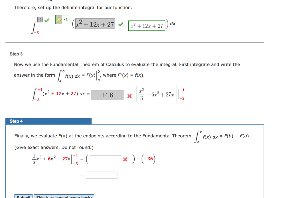 Solved Therefore, set up the definite integral for our | Chegg.com