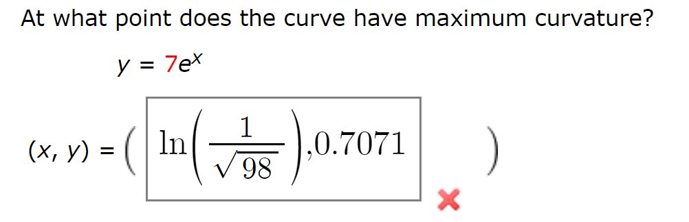 Solved At what point does the curve have maximum curvature? | Chegg.com