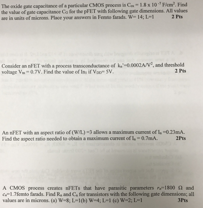 Solved The oxide gate capacitance of a particular CMOS | Chegg.com