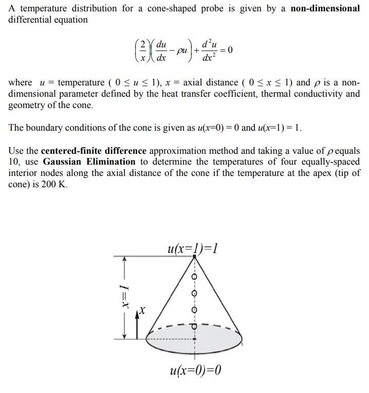 A temperature distribution for a cone-shaped probe is | Chegg.com