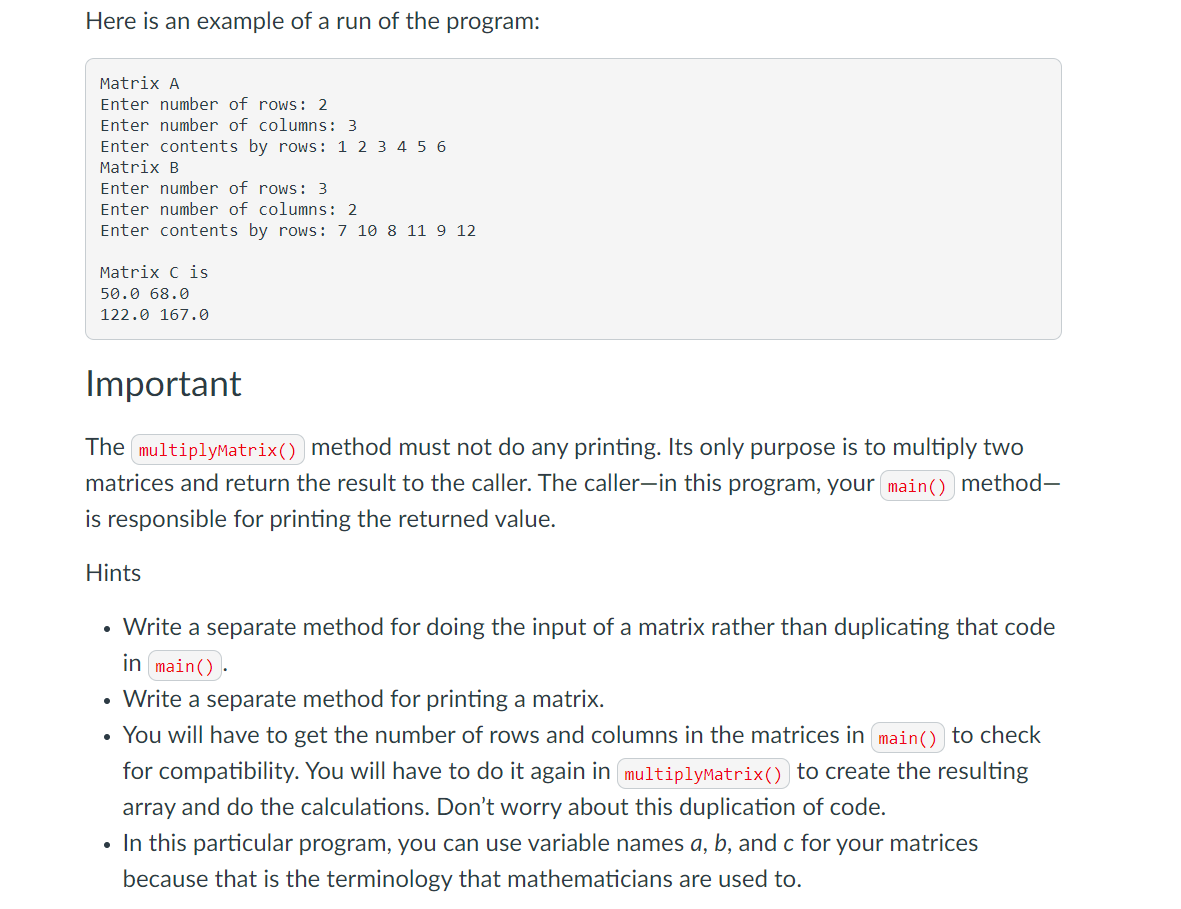 Solved Multi-dimensional Arrays AL Write a method to | Chegg.com