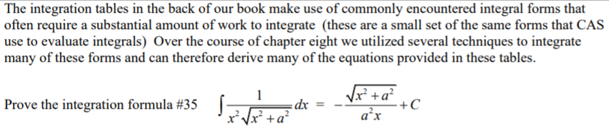 Solved The integration tables in the back of our book make | Chegg.com
